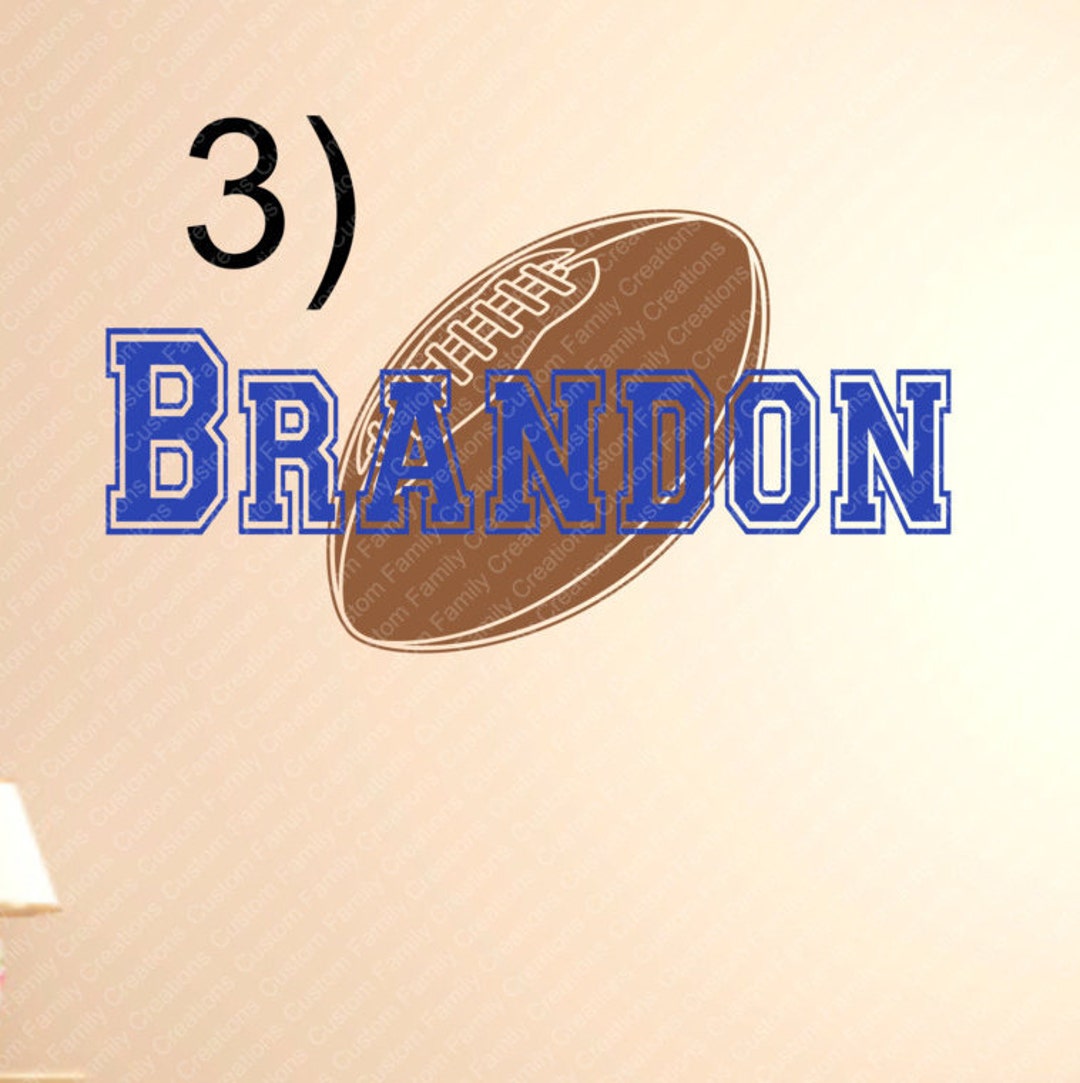Personalized Football With Name Wall Decal#3,personalized Wall Decal ...