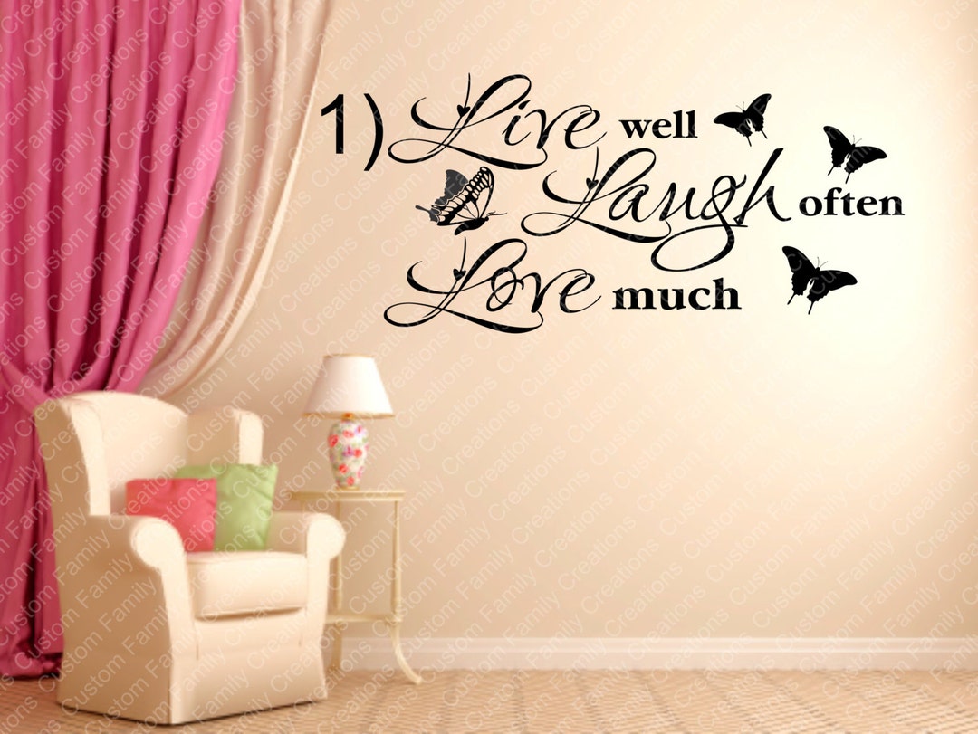 Live Well #2 Vinyl Wall Decal Design #1 - #3, Wall Vinyl Decal,custom ...