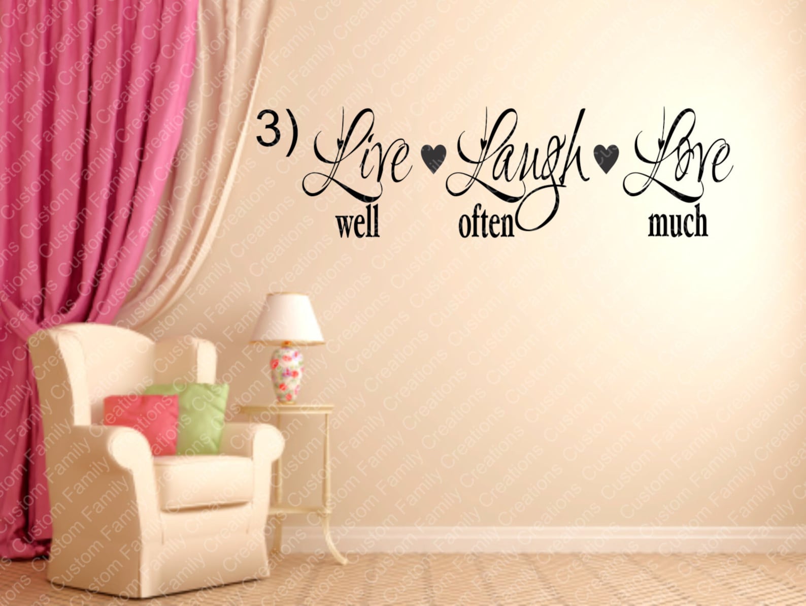 Live Well #5 Vinyl Wall Decal Design #1 - #3, Wall Vinyl Decal,custom ...