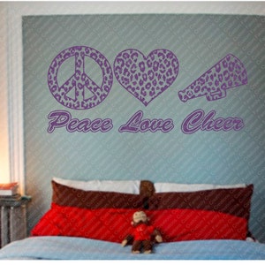 Cheetah Print Peace,love,cheer Wall Decal, Zebra Print Decal, Custom ...