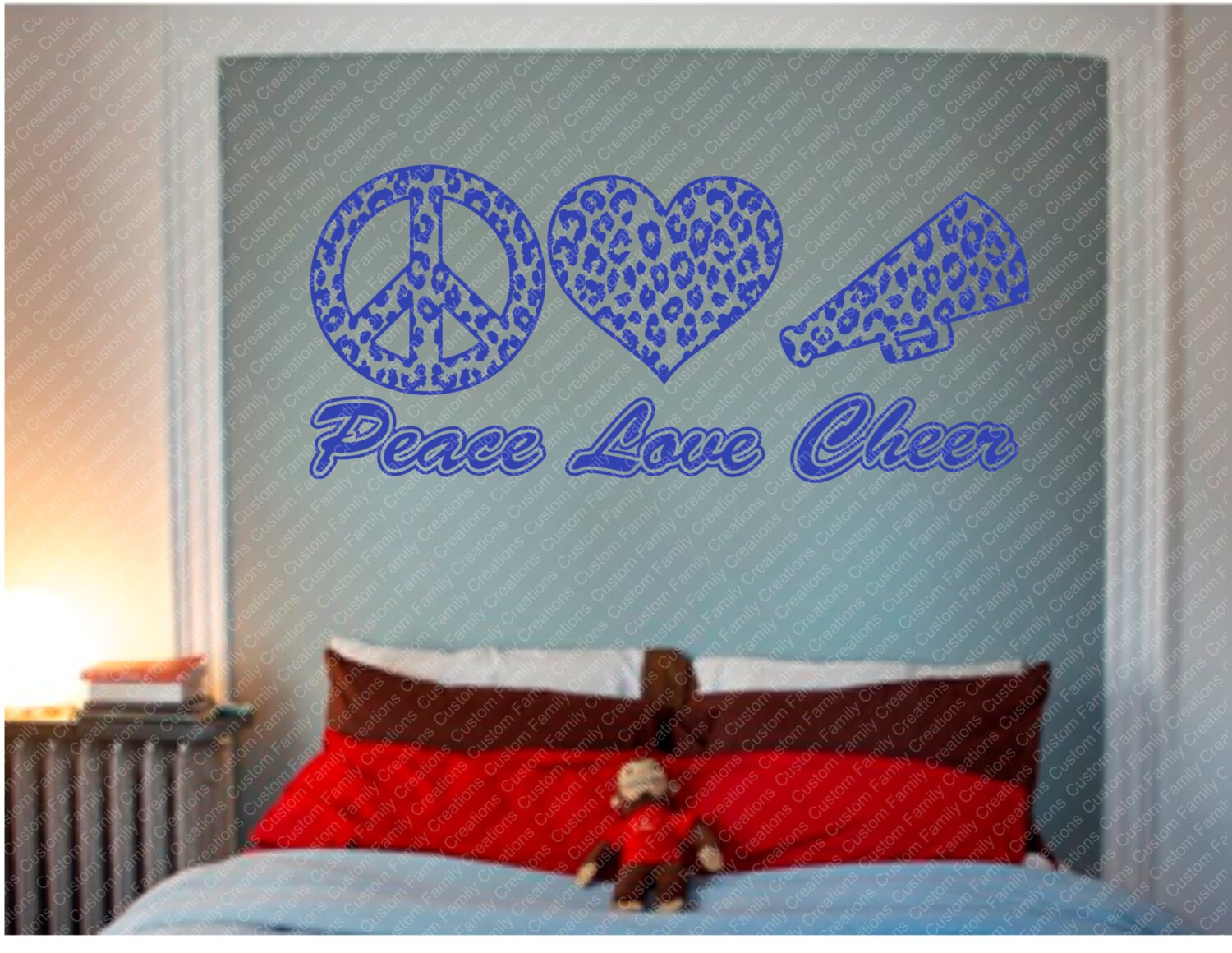 Cheetah Print Peace,love,cheer Wall Decal, Zebra Print Decal, Custom ...