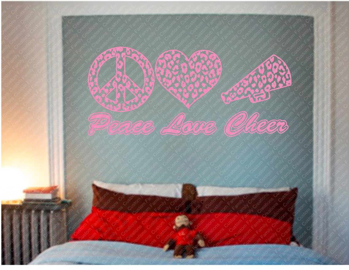 Cheetah Print Peace,love,cheer Wall Decal, Zebra Print Decal, Custom ...