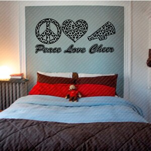 Cheetah Print Peace,love,cheer Wall Decal, Zebra Print Decal, Custom ...