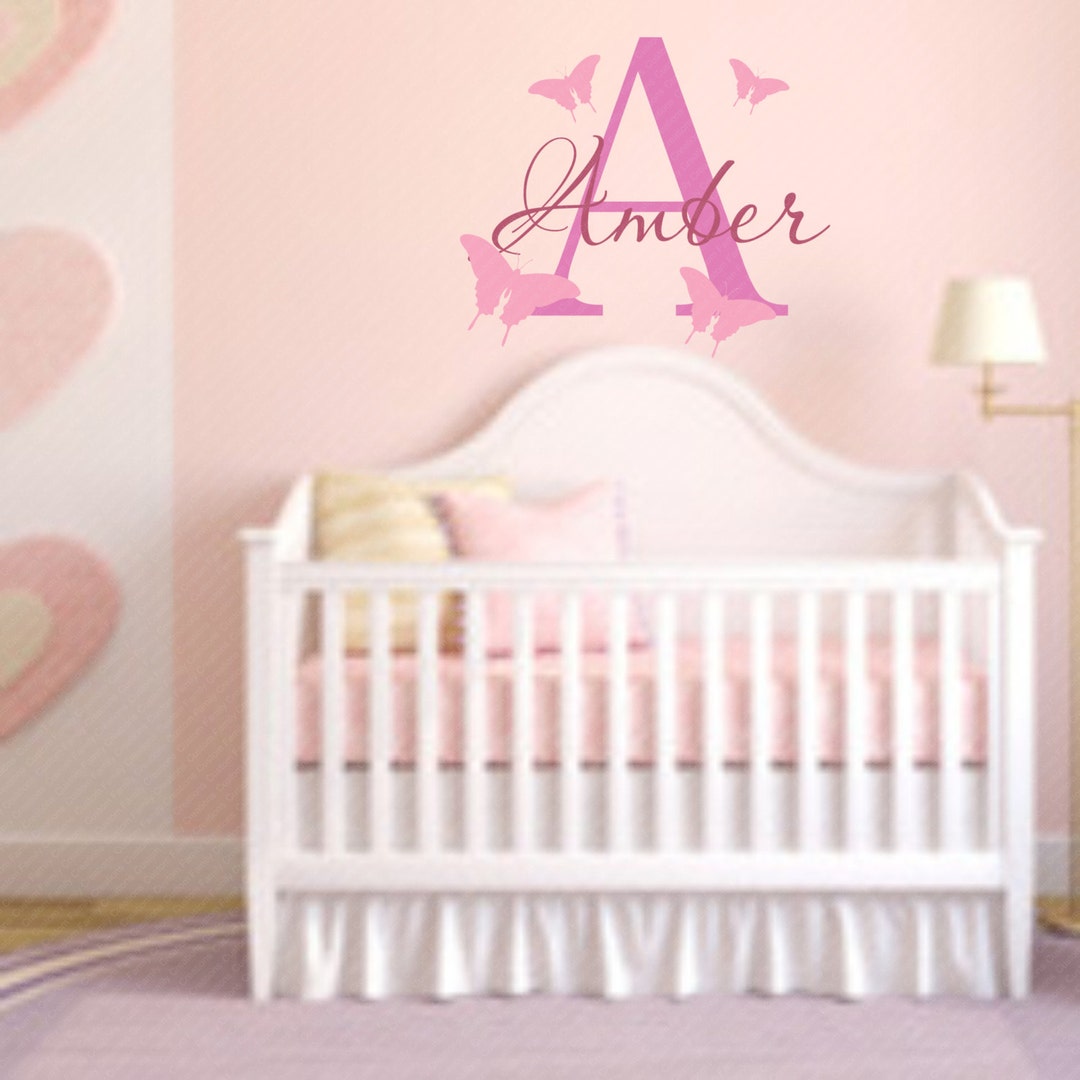 Personalized Butterfly Monogram Wall Decal , Butterfly Wall Decal ...