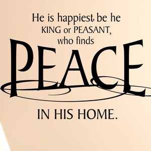 Peace in His Home Wall Decal, Wall Vinyl Decal, Custom Wall Decal ...