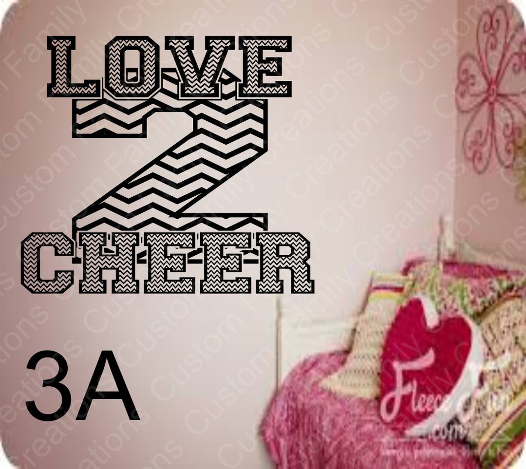 Chevron Print LOVE 2 CHEER Vinyl Wall Decal Design #3,cheerleading Wall ...