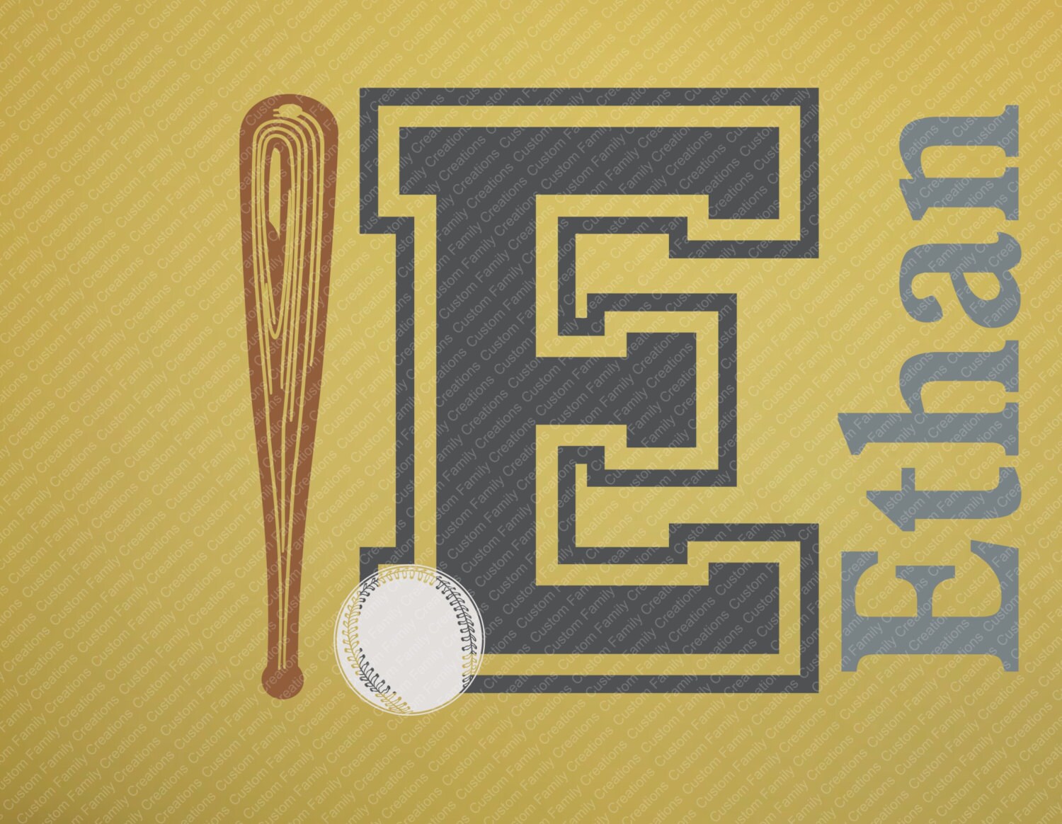 Personalize Baseball and Name Monogram Wall Vinyl Decal | Etsy