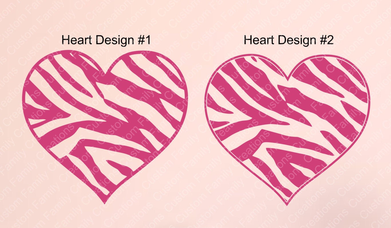 Personalized Zebra Print 2 Color Heart Monogram and Custom - Etsy