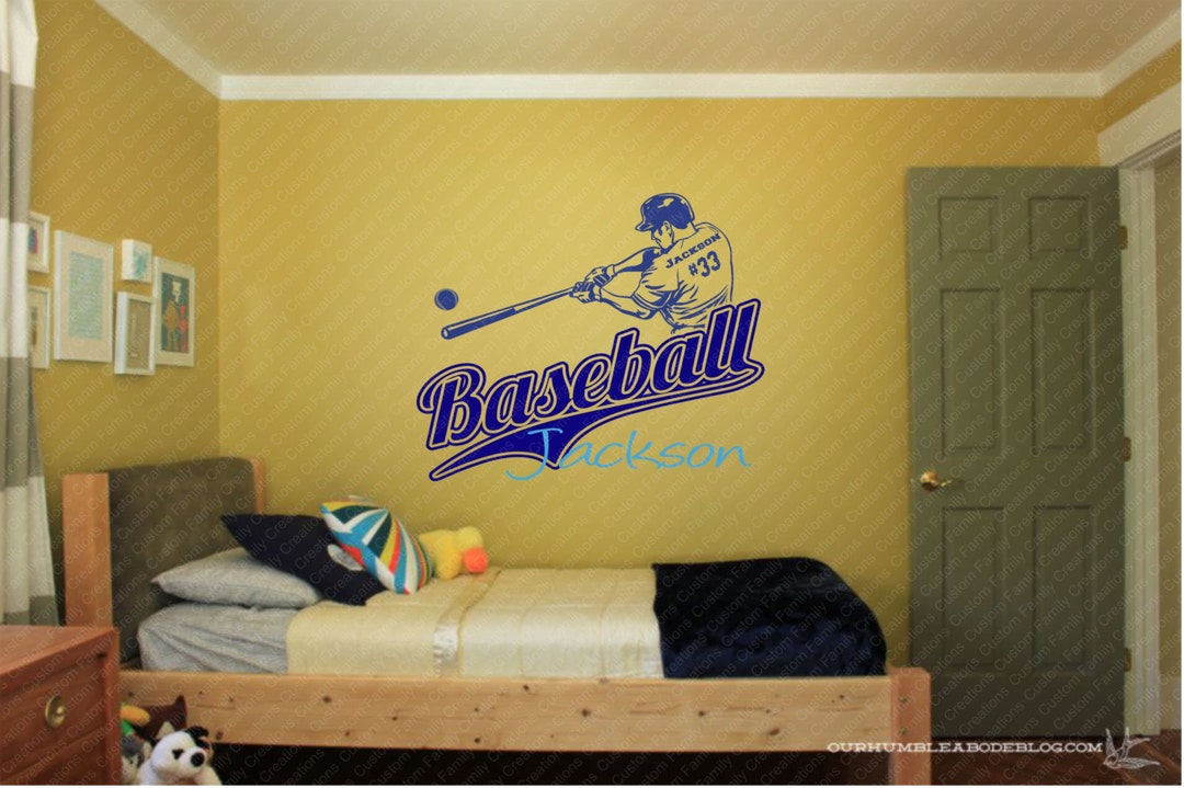 Personalize Baseball With Name Wall Decal #2, Personalized Vinyl Decal ...