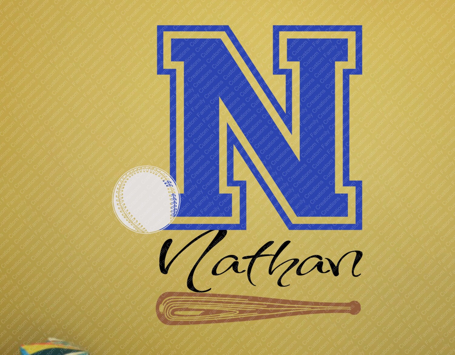 Personalize Baseball and Name Monogram Wall Vinyl Decal | Etsy