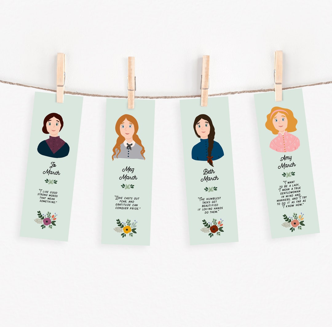 PRINTABLE Little Women Bookmark Set of 4 - Stocking Stuffers, Party ...