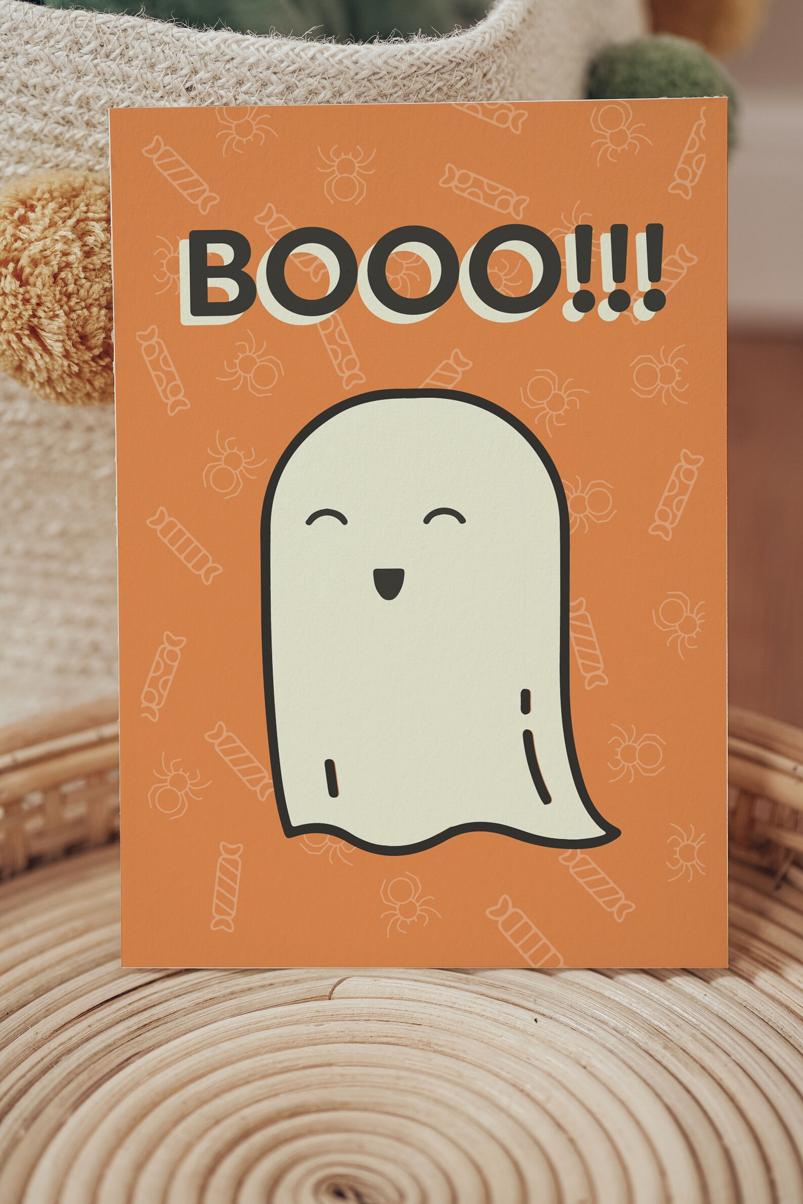 PRINTABLE Ghost Halloween Card 4x6 - Cute Ghost - Kid's Trick or Treat ...