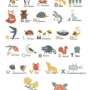 PRINTABLE Woodland/animal Alphabet Flash Cards, Nursery Art, Playroom ...