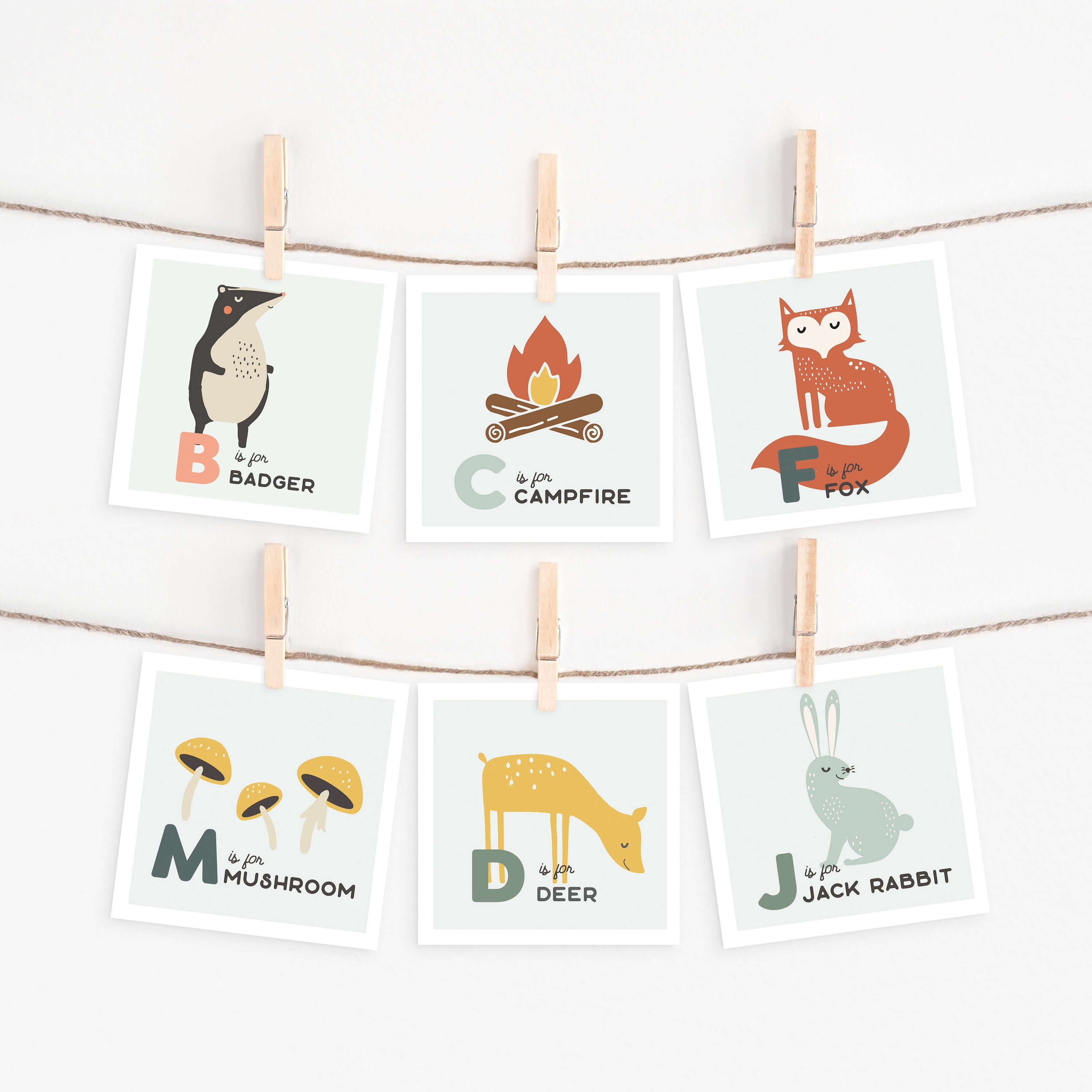 PRINTABLE Woodland/animal Alphabet Flash Cards, Nursery Art, Playroom ...