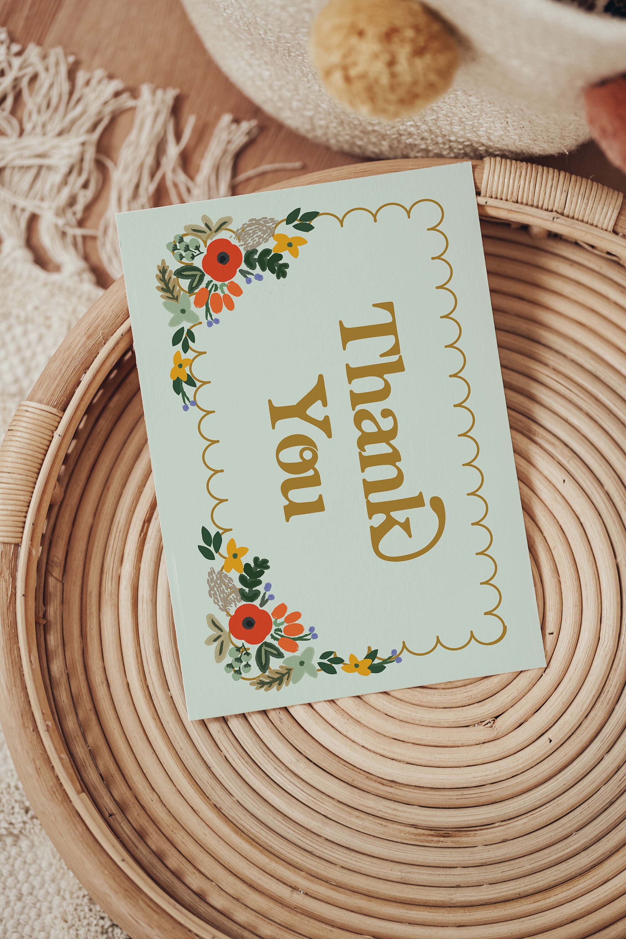 PRINTABLE "thank You" Card 4x6 - Fresh Flower Botanical Greeting Card ...