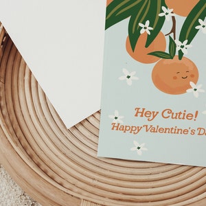 PRINTABLE “hey Cutie” - Happy Valentine's Day, Orange Pun Greeting Card ...
