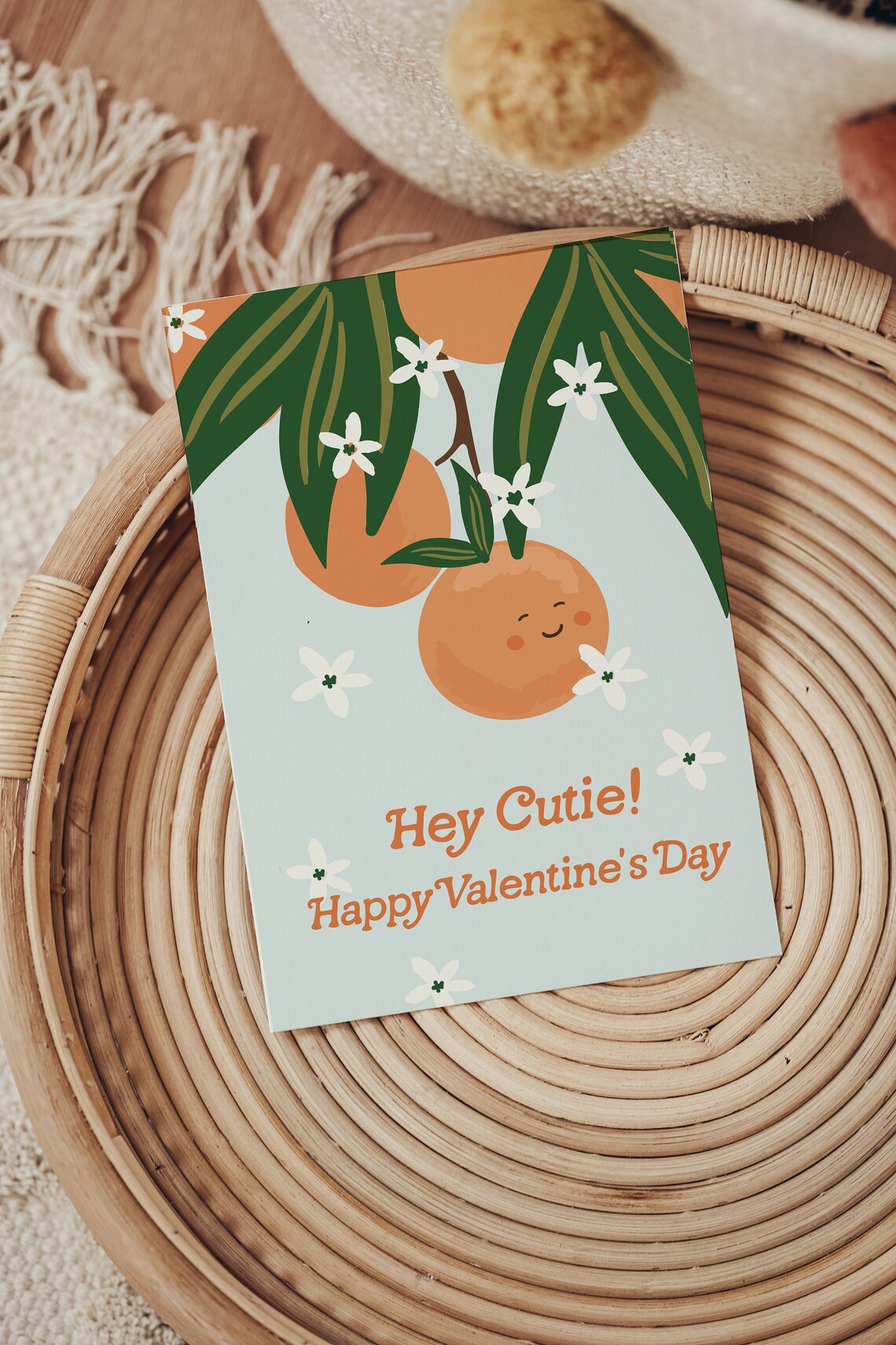 PRINTABLE “hey Cutie” - Happy Valentine's Day, Orange Pun Greeting Card ...