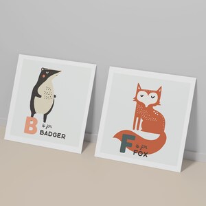 PRINTABLE Woodland/animal Alphabet Flash Cards, Nursery Art, Playroom ...