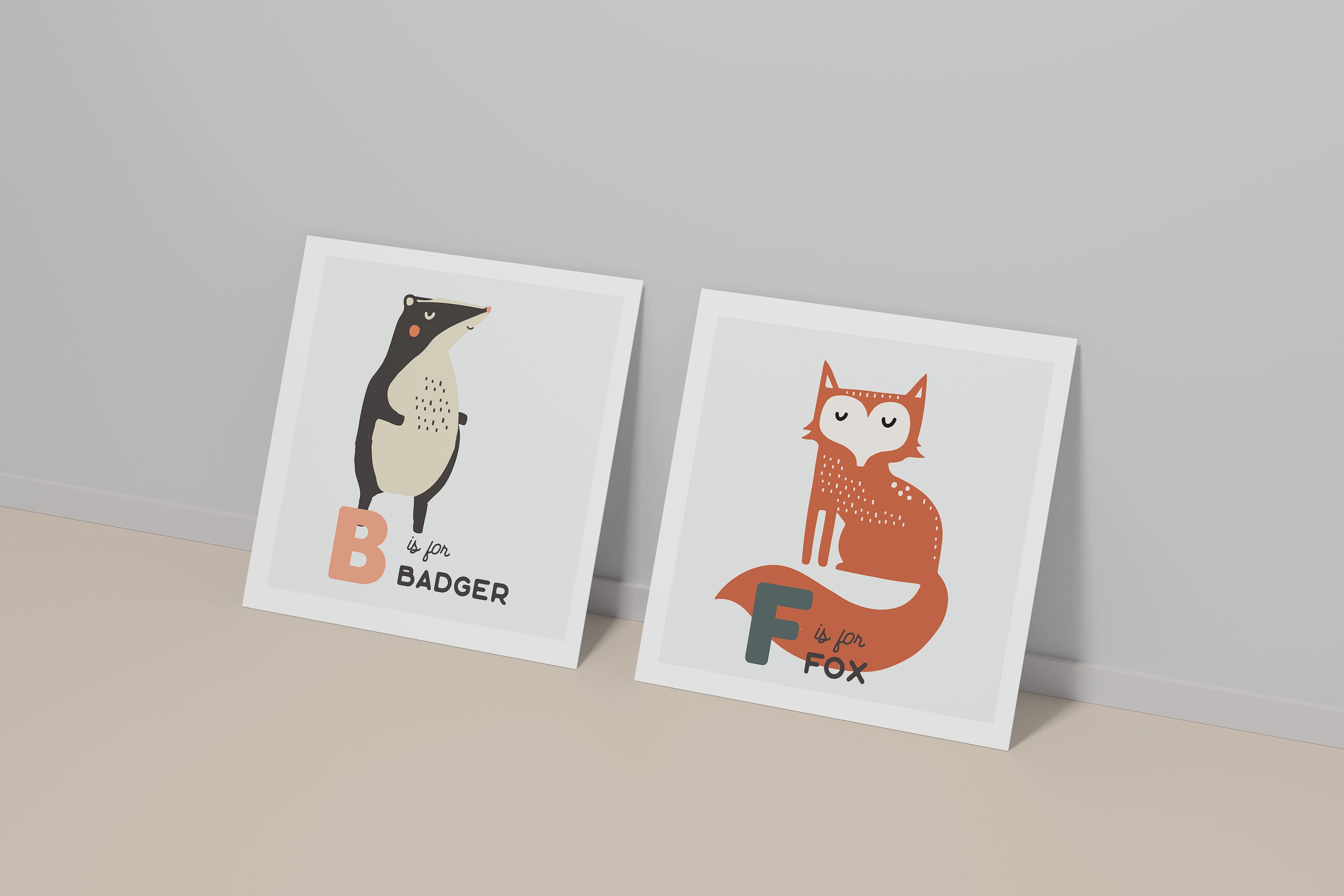 PRINTABLE Woodland/animal Alphabet Flash Cards, Nursery Art, Playroom ...