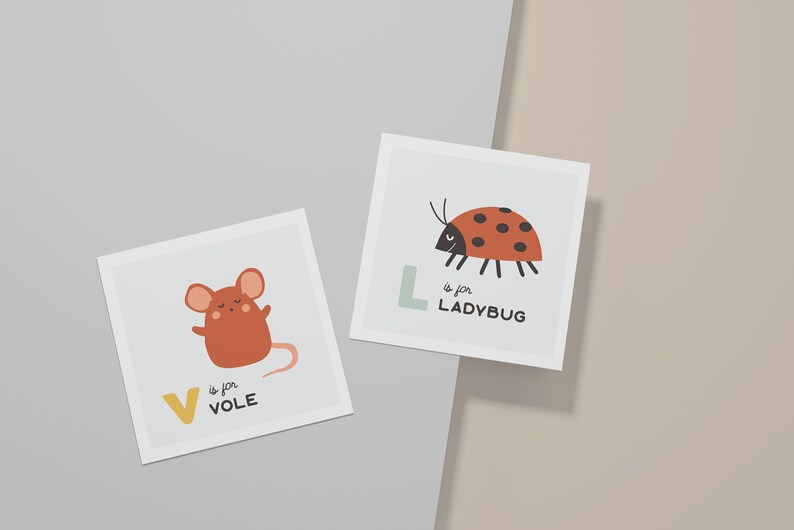 PRINTABLE Woodland/animal Alphabet Flash Cards, Nursery Art, Playroom ...