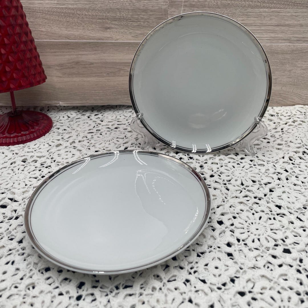Vintage Fukuyama Porcelain Bread Plates - Platinum Rim, Set of 2 - Etsy