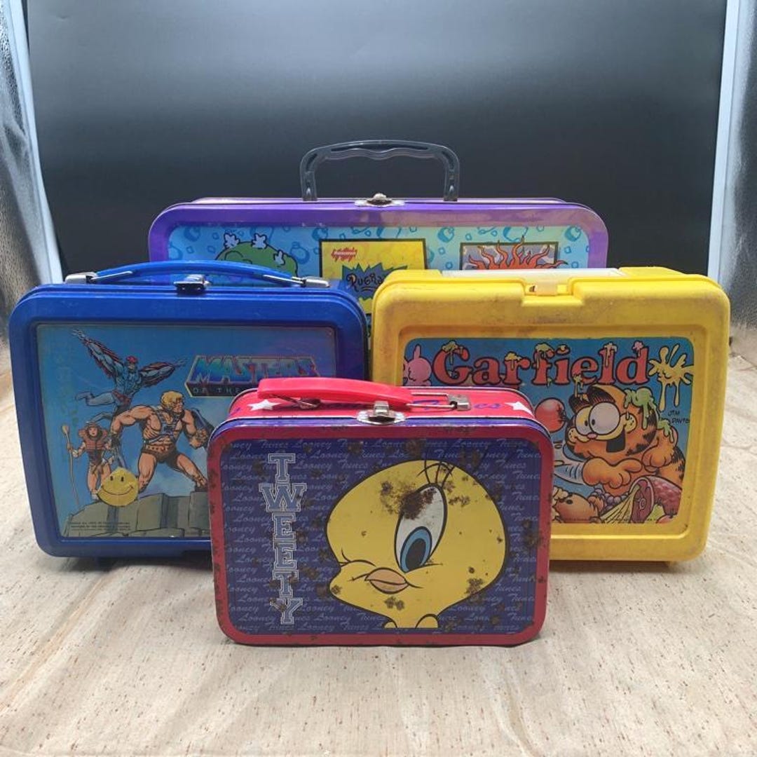 Vintage Lunch Boxes Nickelodeon 1999 Rugrats Metal, Garfield 1978 ...