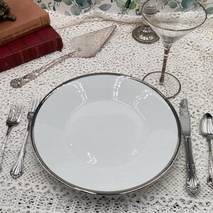White and Silver Dinner Plates Crate & Barrel Vintage White Plates ...