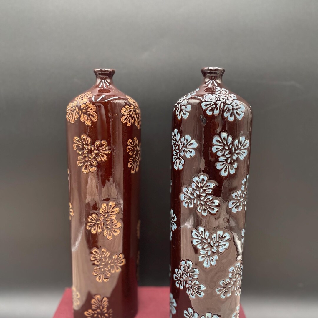 Vintage Ceramic Textured Flower Vase Floral Detail Cottagecore Vase ...