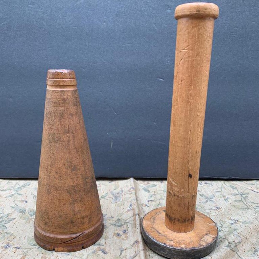 Vintage Wooden Thread Spools – Antique Textile Mill Bobbin Collection ...