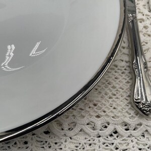 White and Silver Dinner Plates Crate & Barrel Vintage White Plates ...