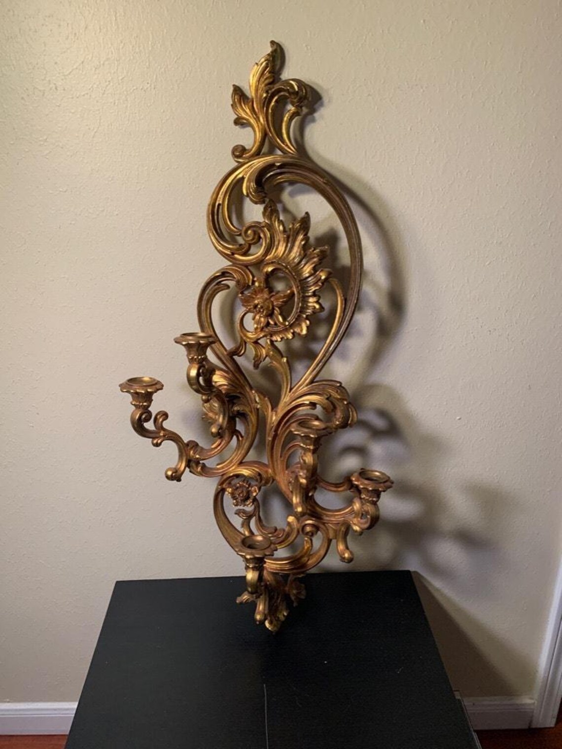 Vintage 1968 Large Gold Wall Sconce Syroco Resin by Dart. Five Point ...