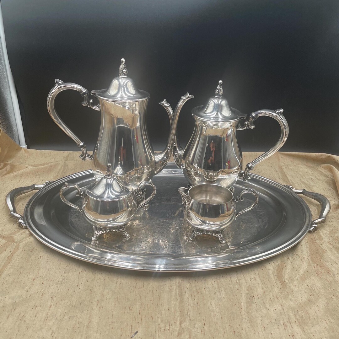 Vintage Oneida Silverplate 5-piece Tea Coffee Service Set With Tray - Etsy