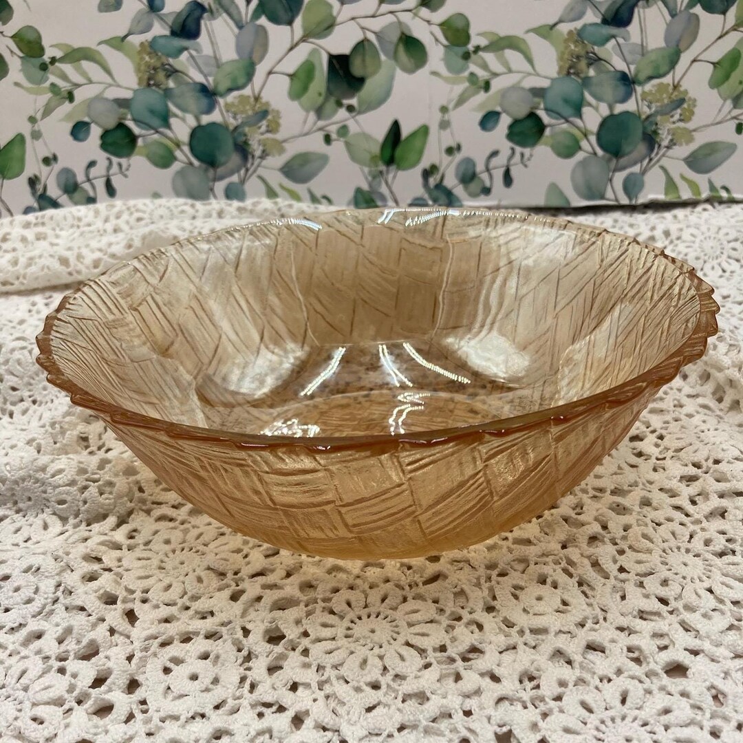 Vintage Marigold Carnival Glass Iridescent Round Bowl, Vintage Carnival ...