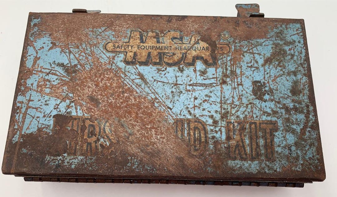 MSA Mine Safety Appliances Metal First Aid Kit Rustic Vintage 1950s ...