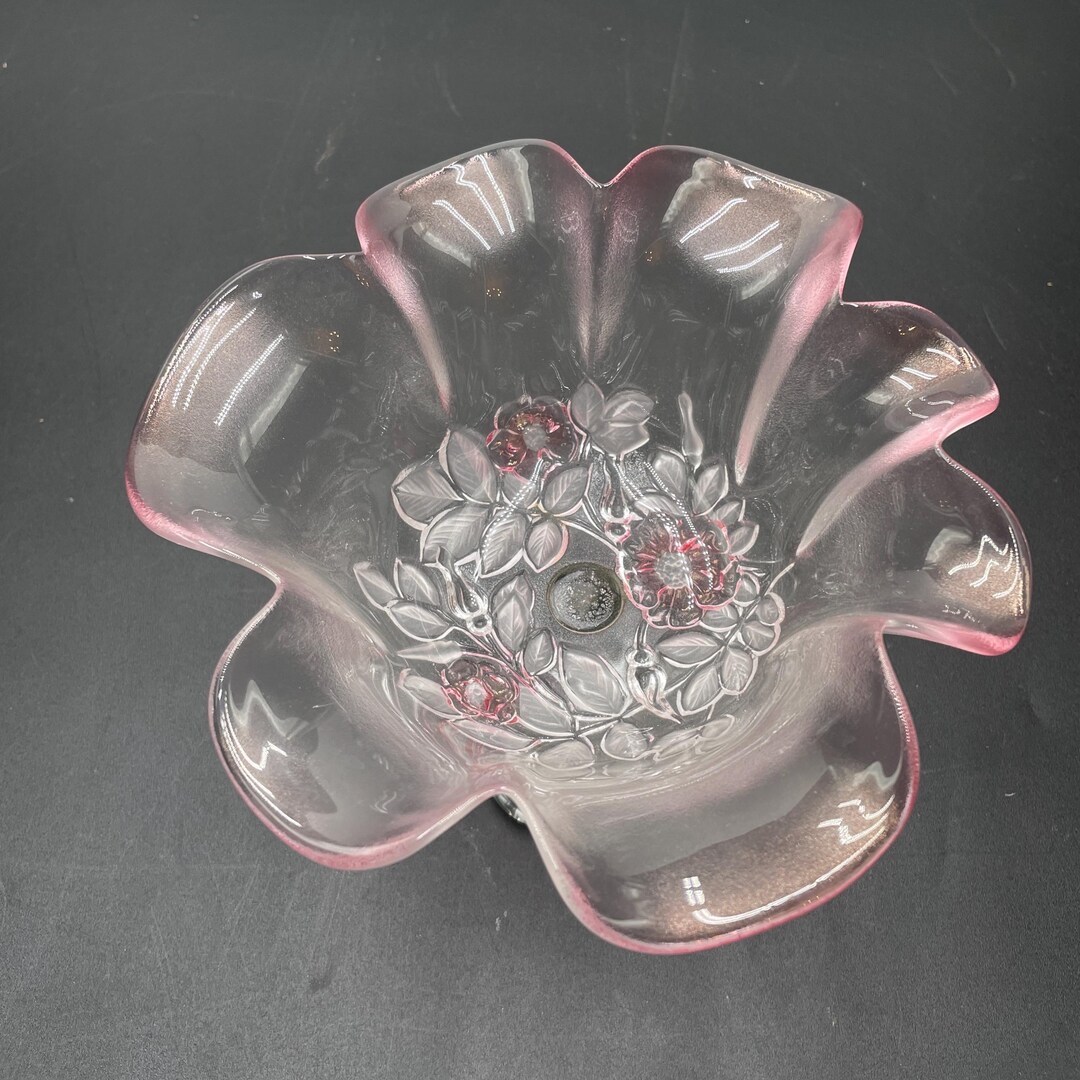 Vintage Pink Glass Bowl Mikasa Floral Retro Home Decor Vintage Mikasa ...