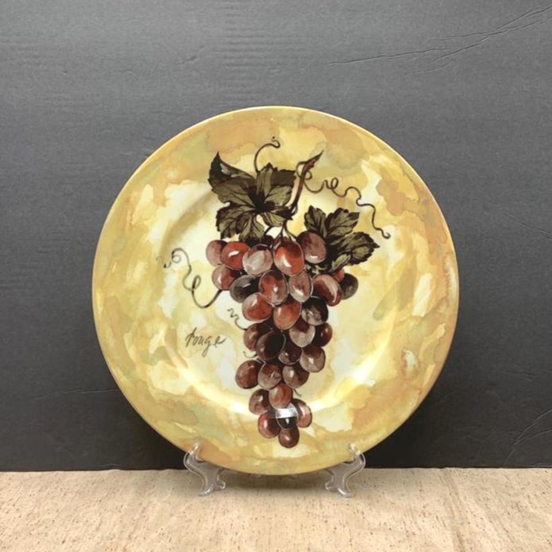 Vintage Henriette Grape Dinner Plates-- Italian Style Porcelain Gold ...
