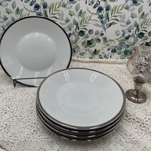 White and Silver Dinner Plates Crate & Barrel Vintage White Plates ...