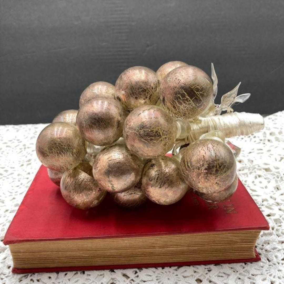 Vintage Gold Glitter Glass Grape Cluster: Handmade MCM Decor - Etsy