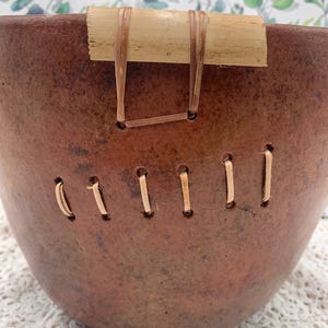 Vintage Woven Rattan Stone Red Clay Pottery Decorative Planter Pot ...