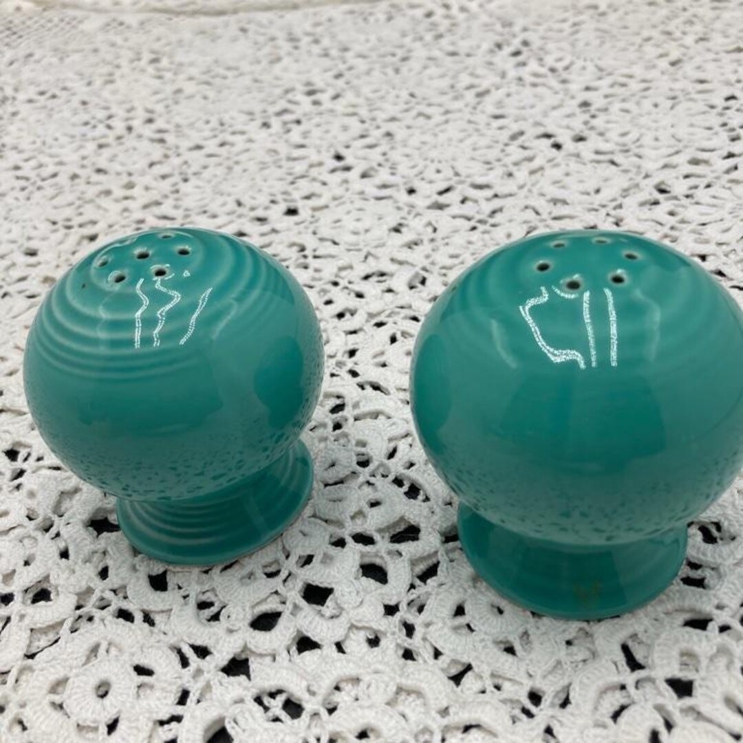 Vintage Turquoise Fiesta Salt and Pepper Shaker – Round Ceramic Shaker ...