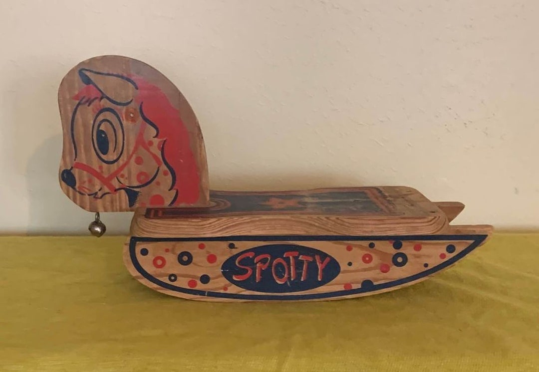 Small Vintage Spotty Wooden Toy Horse - Etsy