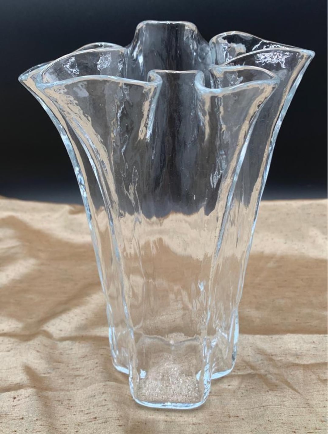 Vintage MUURLA 'EVA' Vase Made in Finland 9" ~ Clear Ruffled Edge ...