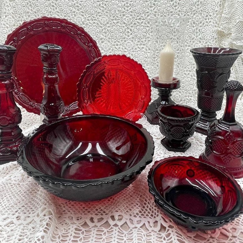 Avon Red Glassware - Etsy