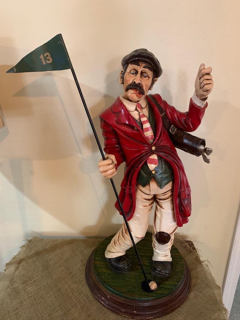 Hand Painted Resin Golfer Figure 'frustrated" by Peter Mook Golf Lover ...