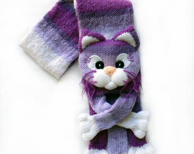 Knitted Cat Scarf,knitted Scarf,animal Scarf,cat Scarf,knit Scarf - Etsy