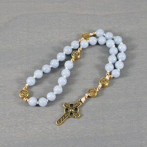 Petite Anglican Rosary in Angelite With Celtic Knot Cruciform Beads and ...