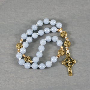 Petite Anglican Rosary in Angelite With Celtic Knot Cruciform Beads and ...