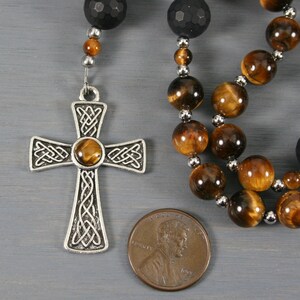 Anglican Rosary in Tiger Eye and Black Onyx With Celtic Knot - Etsy
