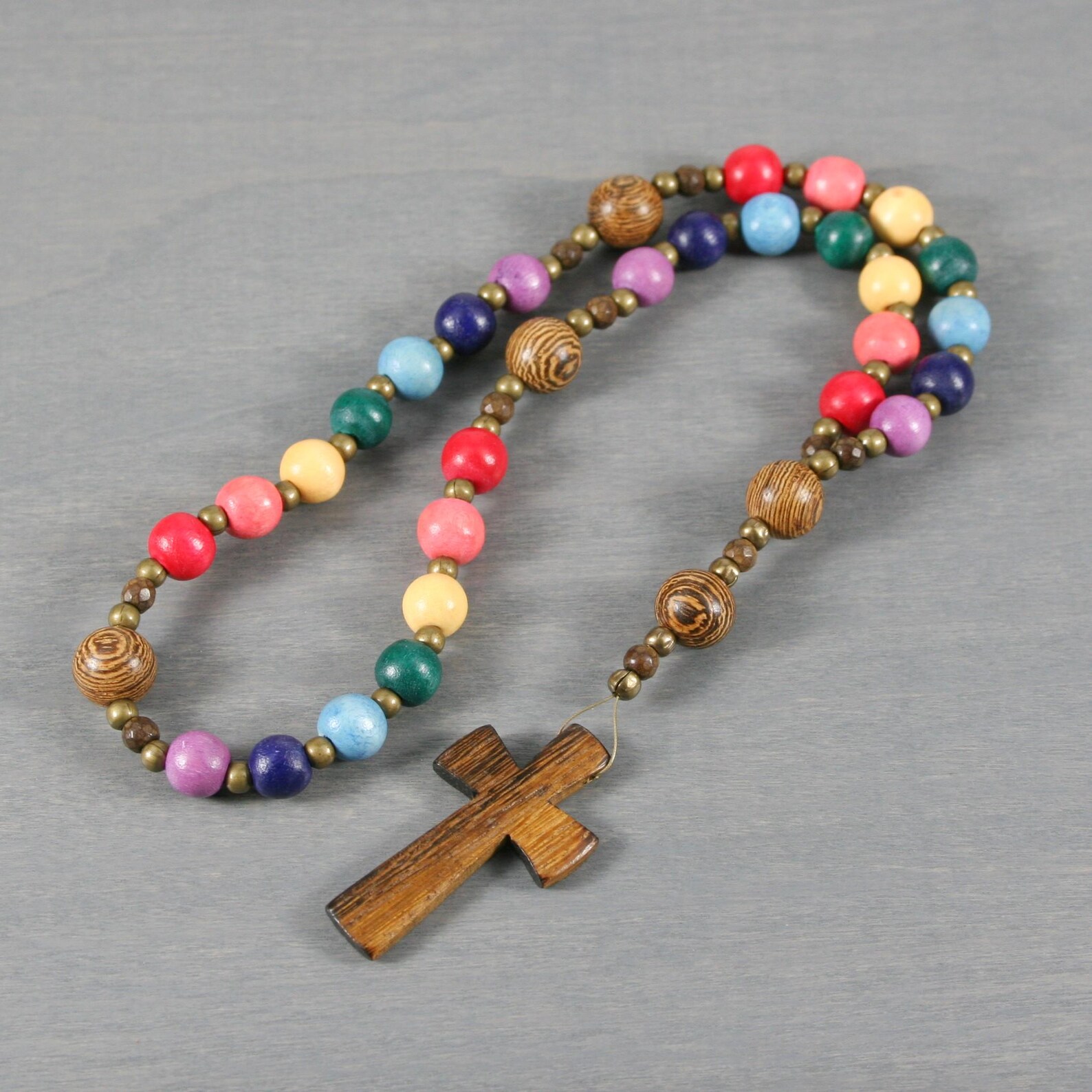 Anglican Rosary With Wood Beads and Cross in Rainbow Colors - Etsy