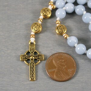 Petite Anglican Rosary in Angelite With Celtic Knot Cruciform Beads and ...